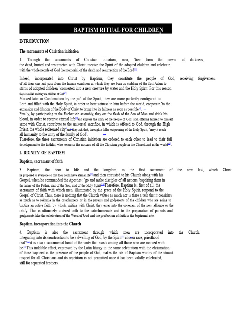 Preliminary Notes On The Baptism of Children | PDF | Baptism | Godparent