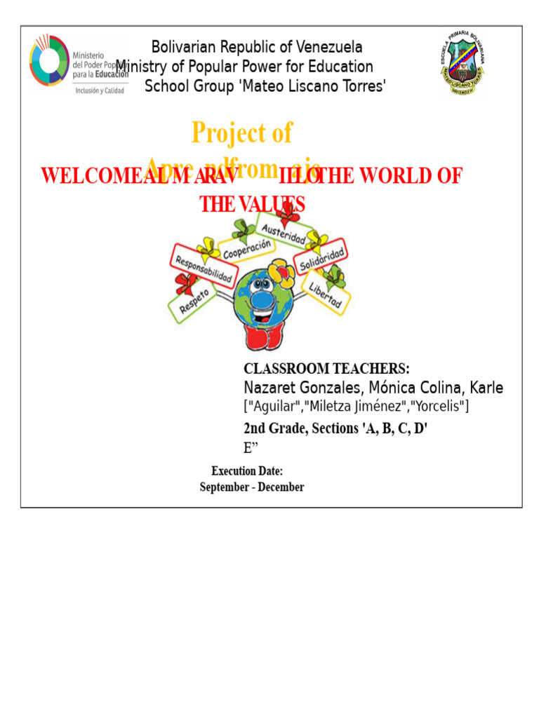 2nd Grade Learning Project On Values 2017 - 2018 | PDF | Geometry | Decimal