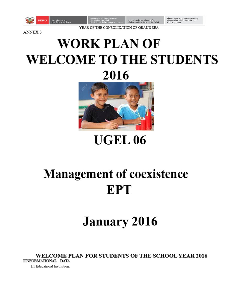 ANNEX 3 Socialization Welcome Work Plan For Students | PDF | Schools ...