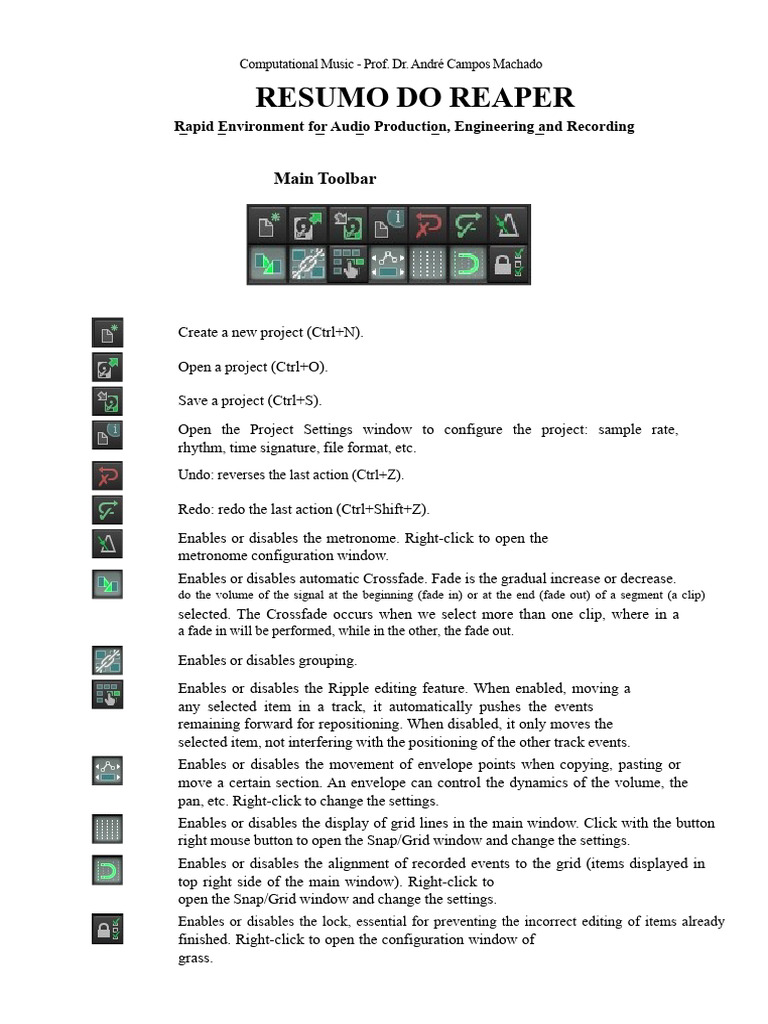 Reaper Summary | PDF | Computer Keyboard | Button (Computing)
