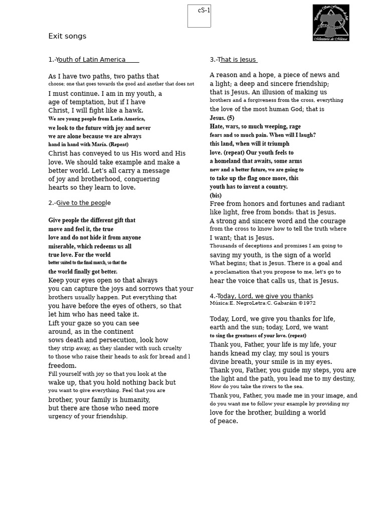 Latin American Exit Songs and Themes | PDF | Glory (Religion) | Jesus