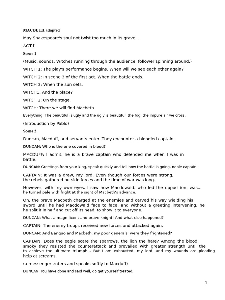 Macbeth Adapted | PDF | Macbeth | Shakespearean Tragedies