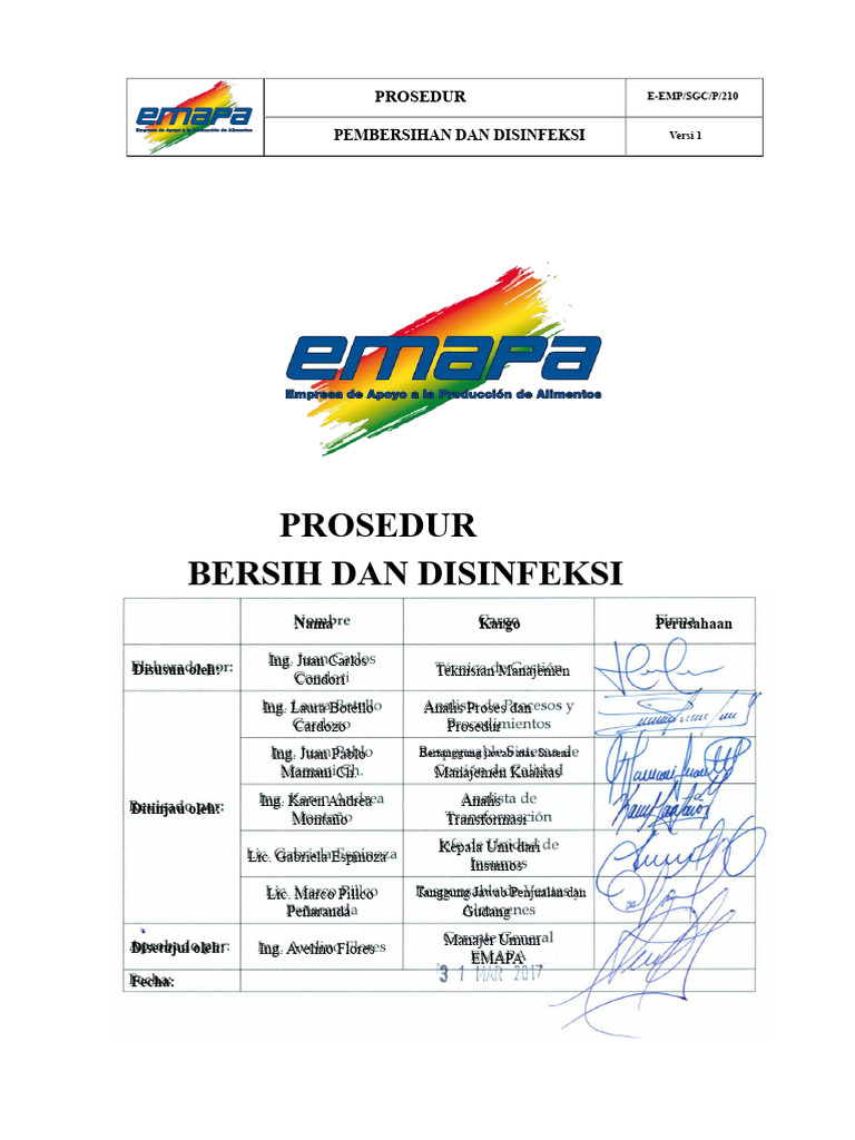 Prosedur Pembersihan Dan Disinfeksi v1 | PDF