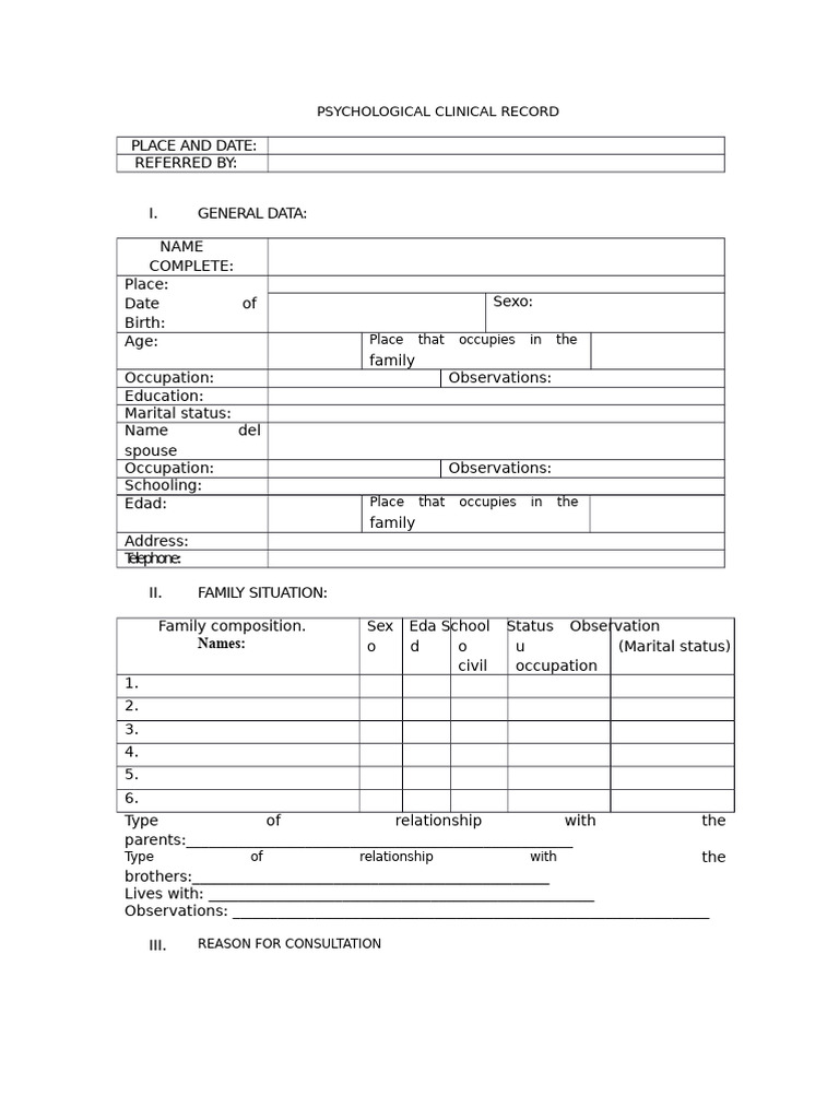 Psychological Clinical Record | PDF | Diagnostic And Statistical Manual ...