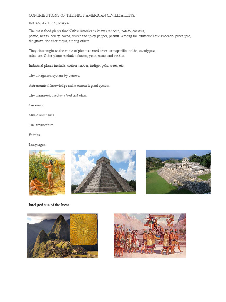 Contributions of The Early American Civilizations | PDF