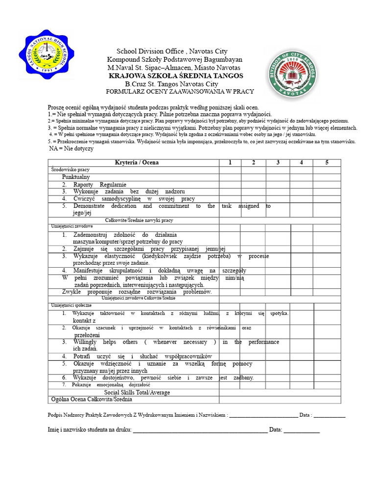 --Formularz oceny praktyk zawodowych | PDF