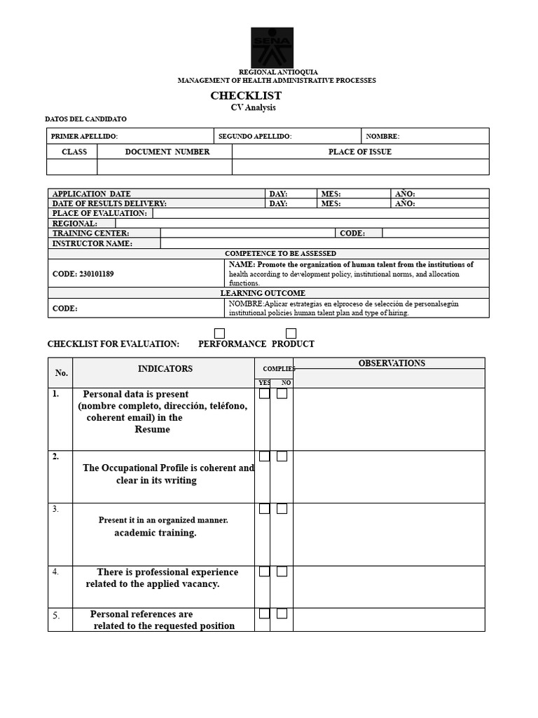 Resume Analysis Checklist | PDF | Résumé
