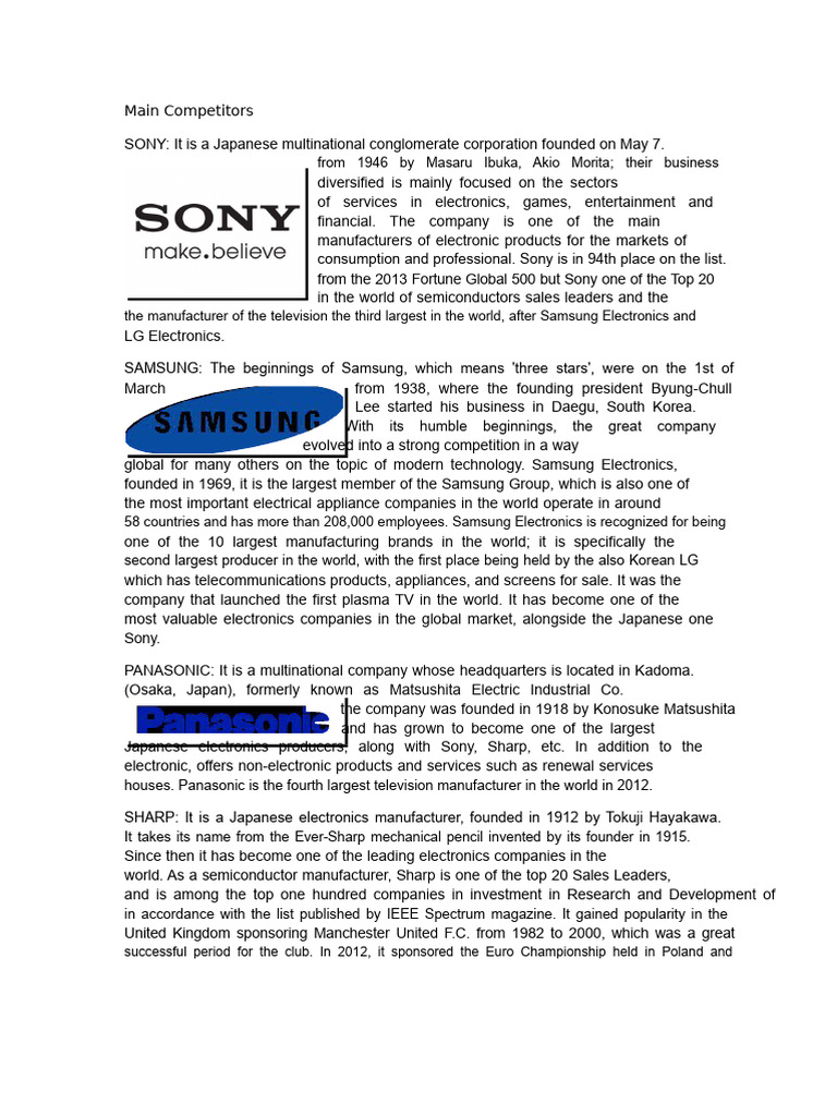 Major Electronics Competitors Overview | PDF | Sony | Electronics