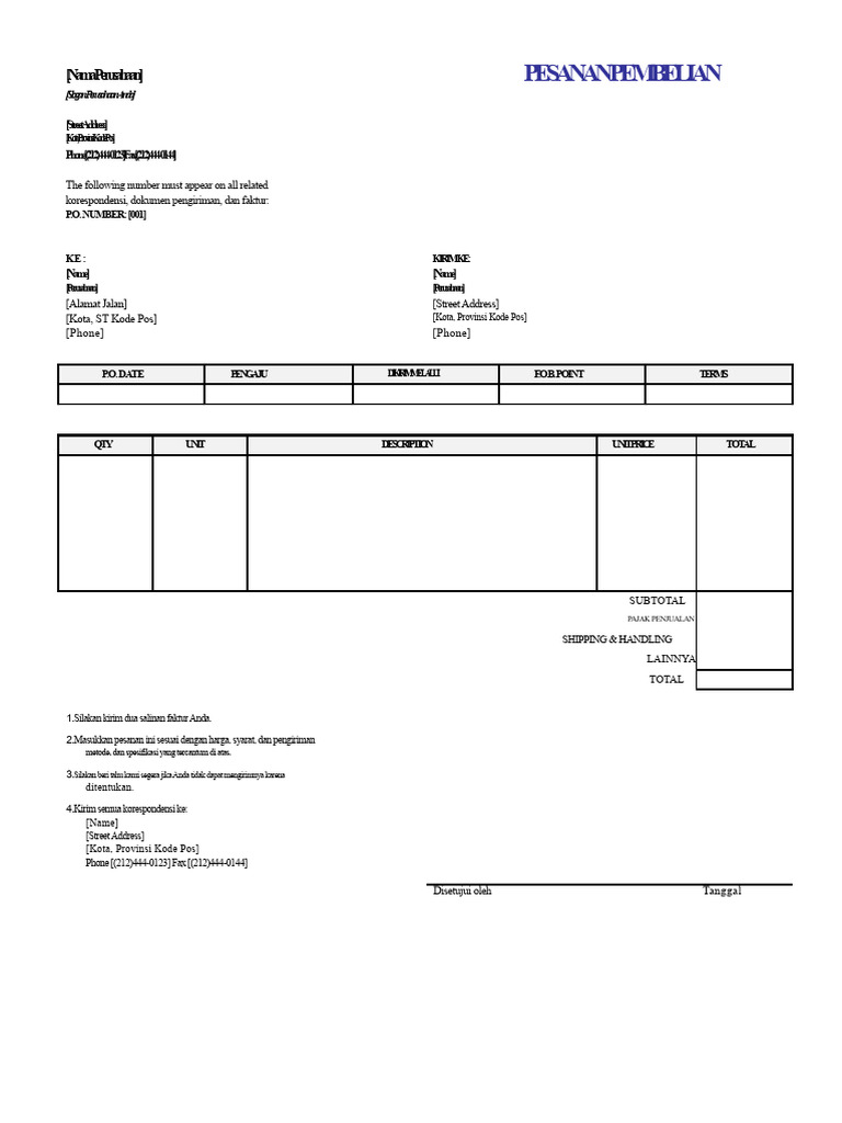 Pesanan Pembelian Resmi Perusahaan | PDF