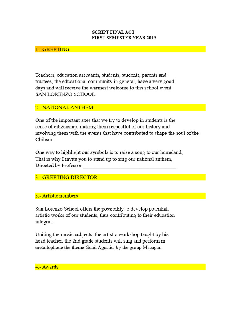 Civic Act Script First Semester | PDF | Educational Stages