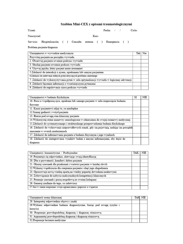Szablon Mini CEX | PDF