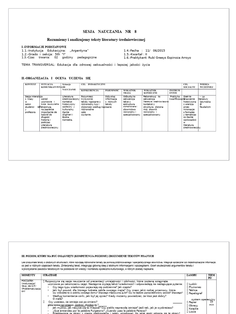 Sesja Nauczania 8 | PDF