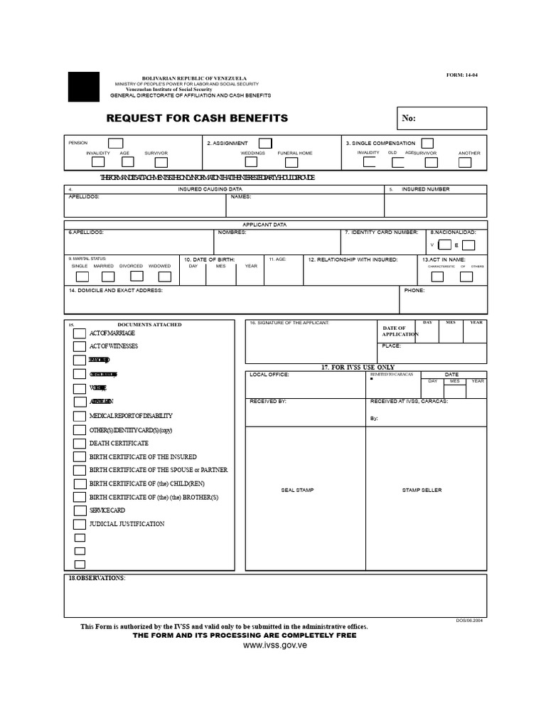 Ivss Form 14-04 | PDF | Social Institutions
