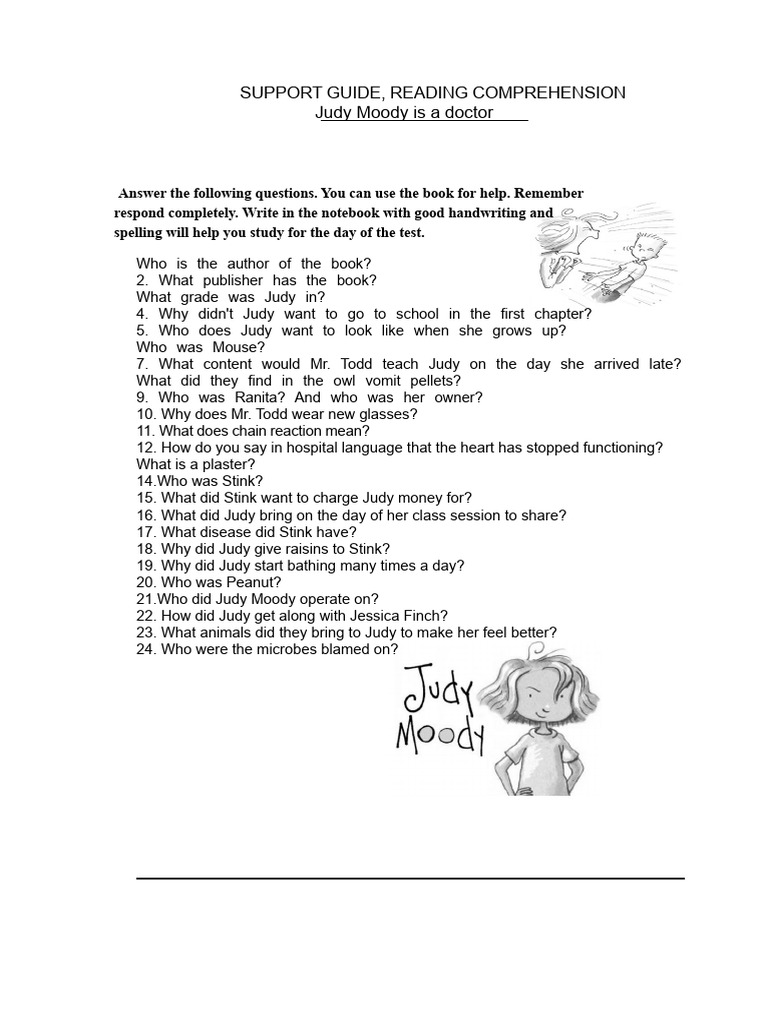 Judy Moody Is in Doctor Mood Quiz | PDF