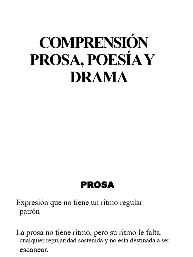 Prosa, Poesía y Drama | PDF | Poesía | Prosa