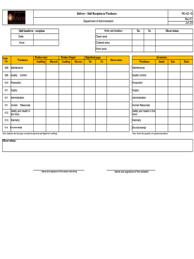 Re-Ad-18 Warehouse Shift Delivery | PDF | Business | Supply Chain ...