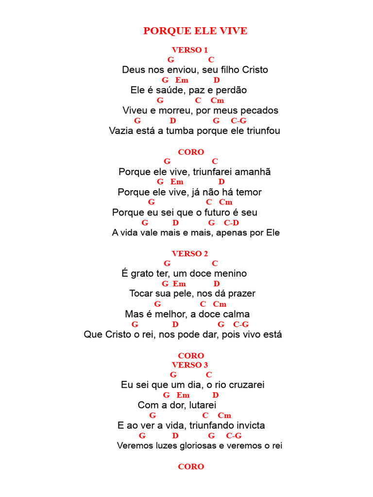 Porque Ele Vive: Letra e Mensagem | PDF