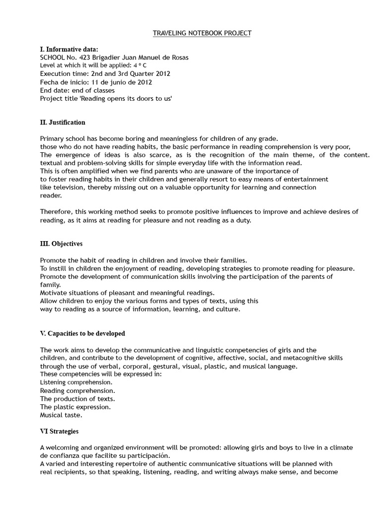 Traveler's Notebook Project | PDF | Reading Comprehension | Learning