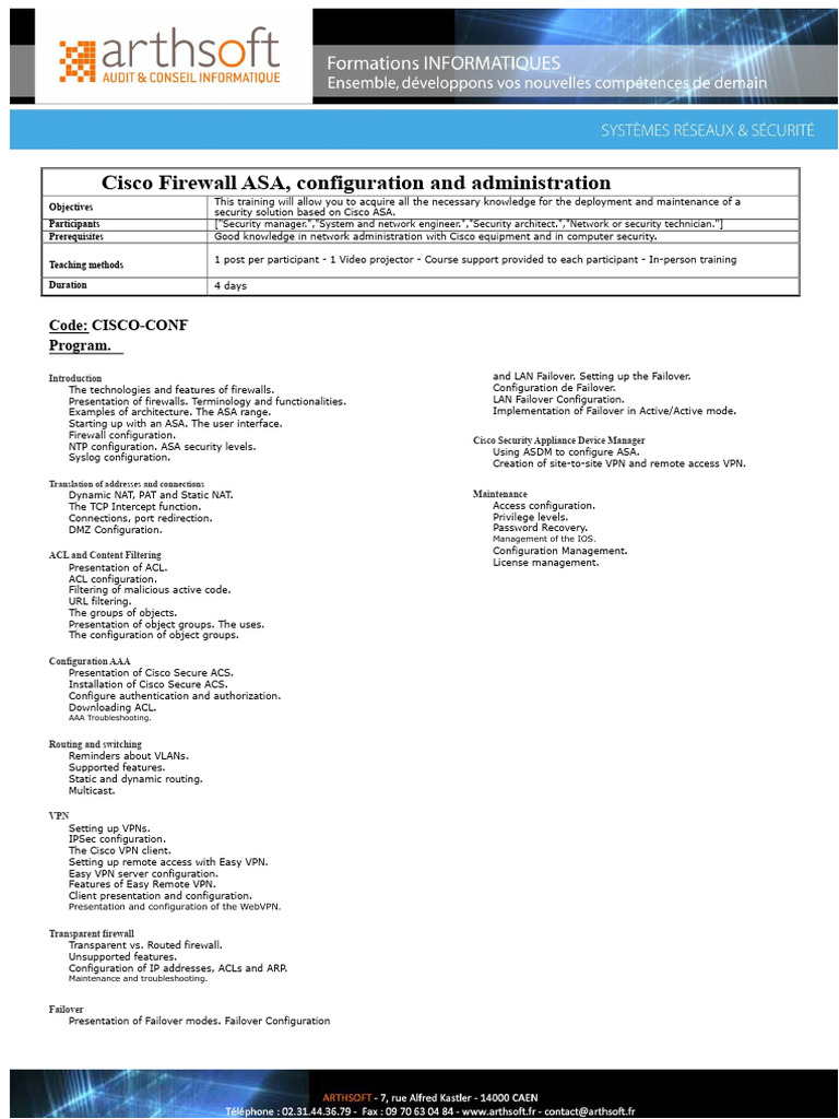 Cisco ASA Firewall Training Overview | PDF | Virtual Private Network | Firewall (Computing)