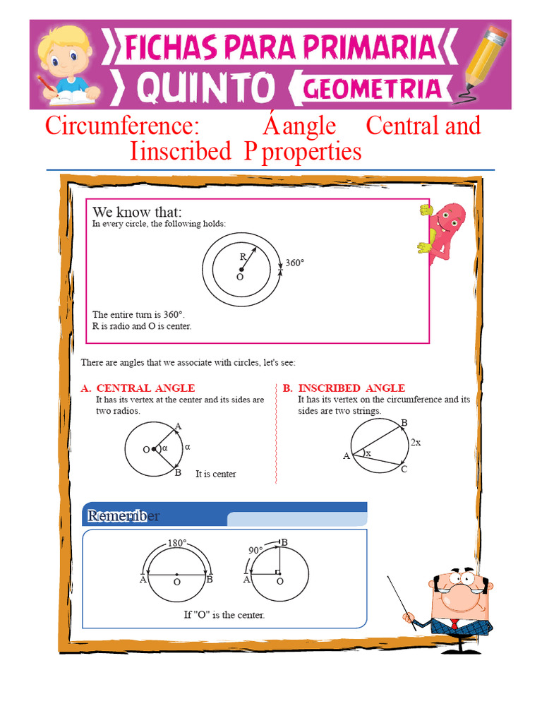 Inscribed and Central Angle in The Circle For Fifth Grade PDF | PDF ...