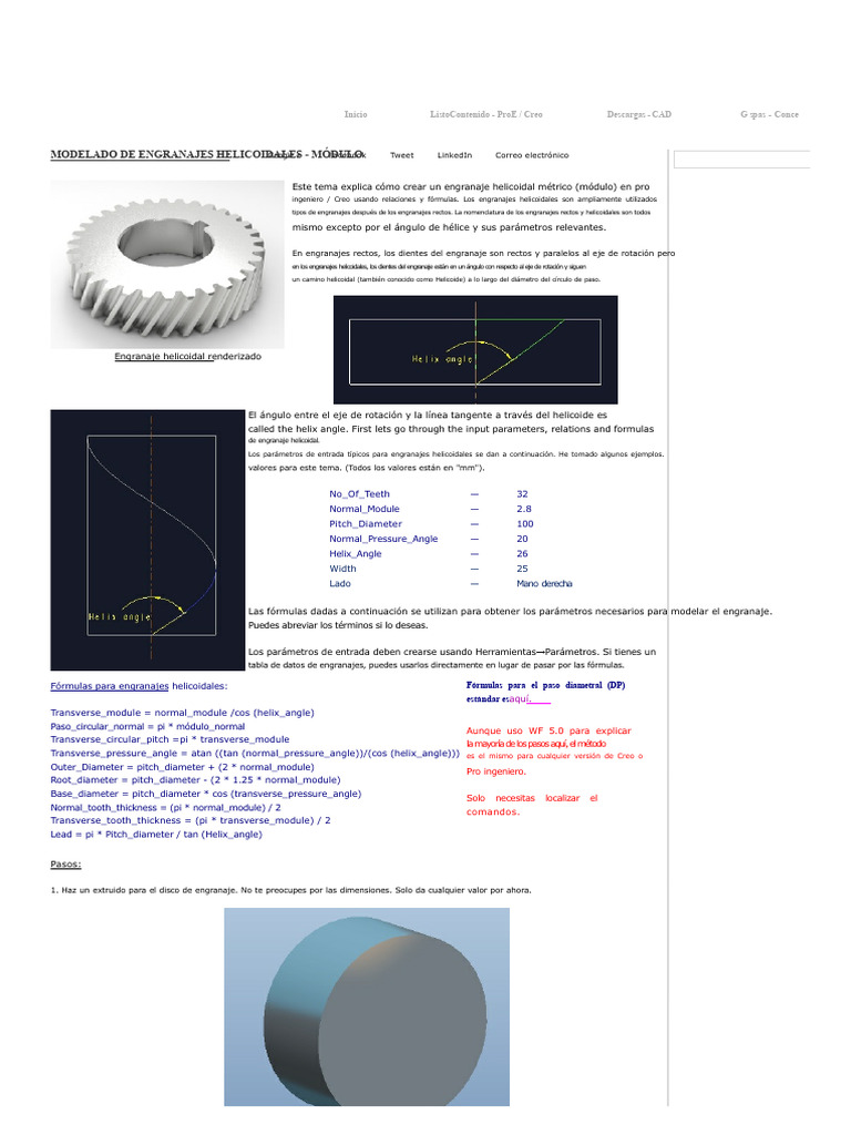 Modelado de Engranajes Helicoidales en CAD | PDF | Hélice | Geometría ...