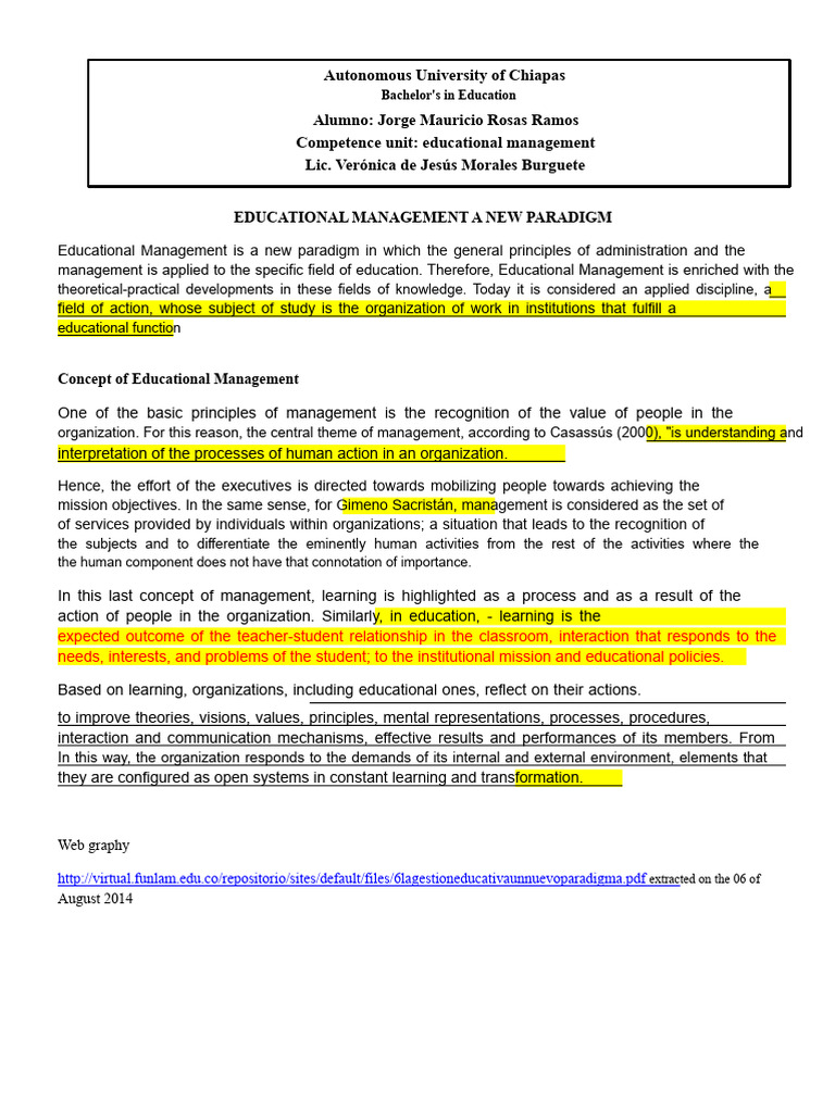 Educational Management A New Paradigm | PDF | Learning | Psychology