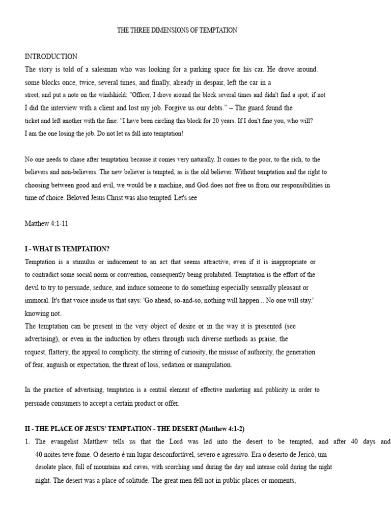 The Three Dimensions of Jesus' Temptation | PDF | Satan | Jesus