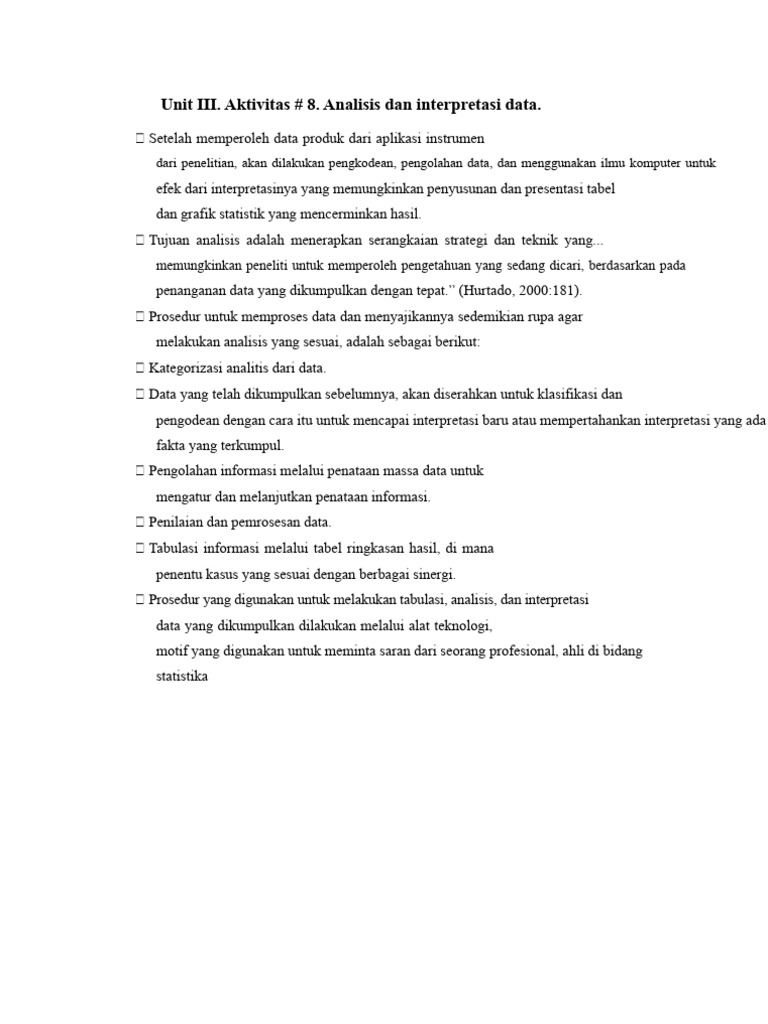 Unit III. Activity # 8. Analysis and Interpretation of Data.docx | PDF