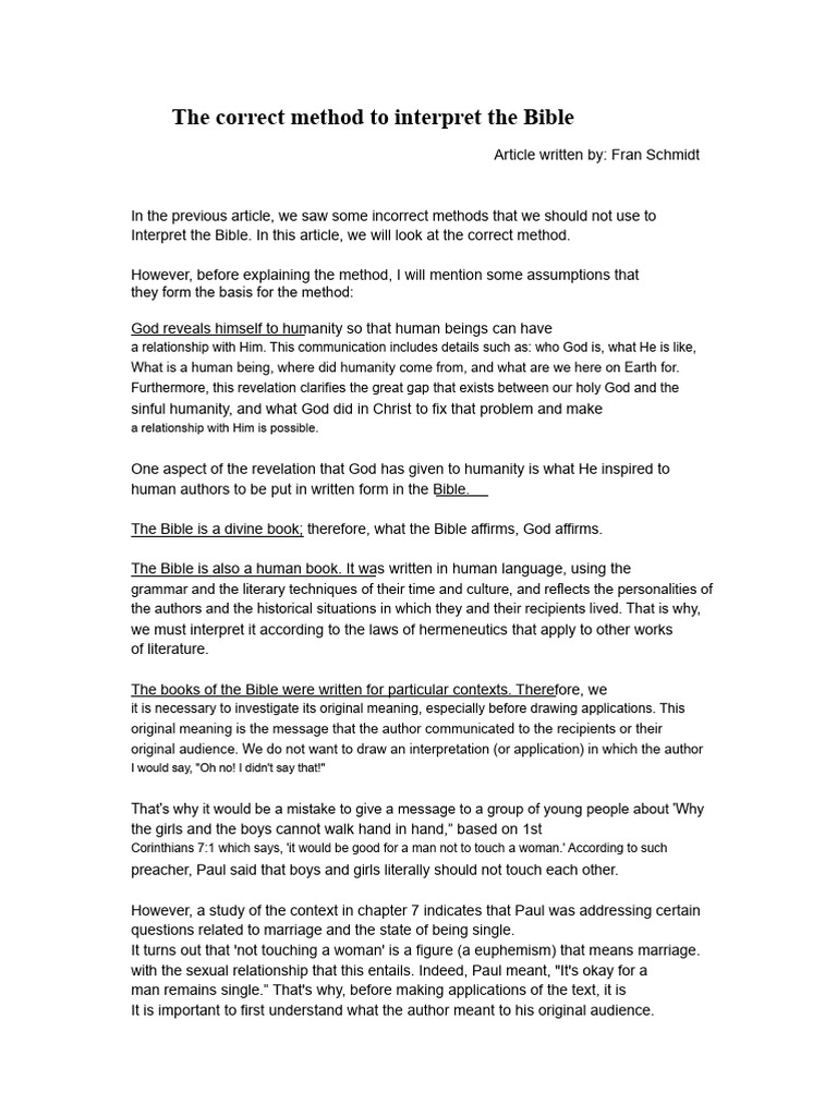 3 The Correct Method To Interpret The Bible | PDF | Bible | Hermeneutics