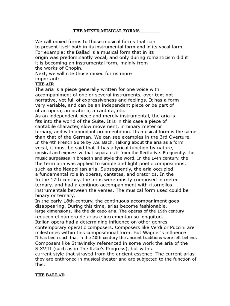 Mixed Forms | PDF | Aria | Musical Forms