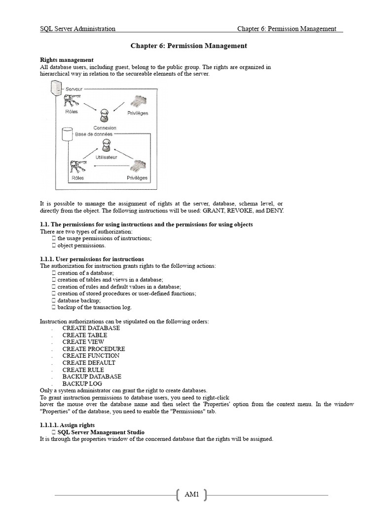 Chapter 6 - Management of Permissions | PDF | Databases | Microsoft Sql ...