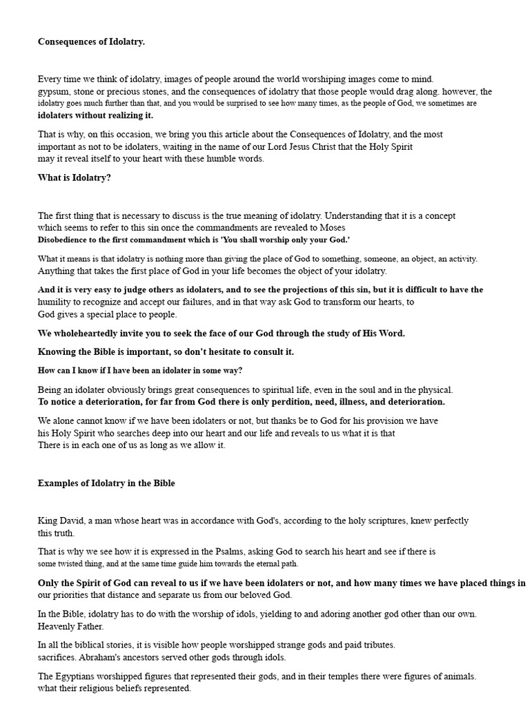 Consequences of Idolatry | PDF | Idolatry | God