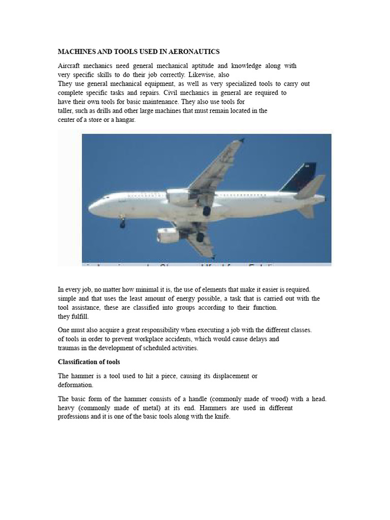 Machines and Tools Used in Aeronautics | PDF | Tools | Screw