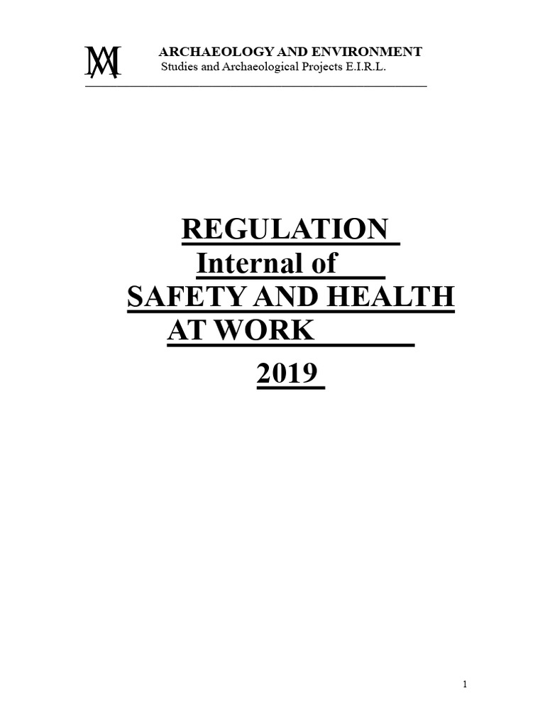 Internal Regulations On Safety and Health at Work - Archaeology and ...
