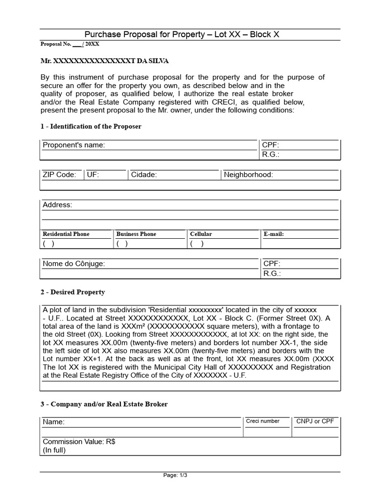 Property Purchase Proposal Model - NST | PDF | Land Lot