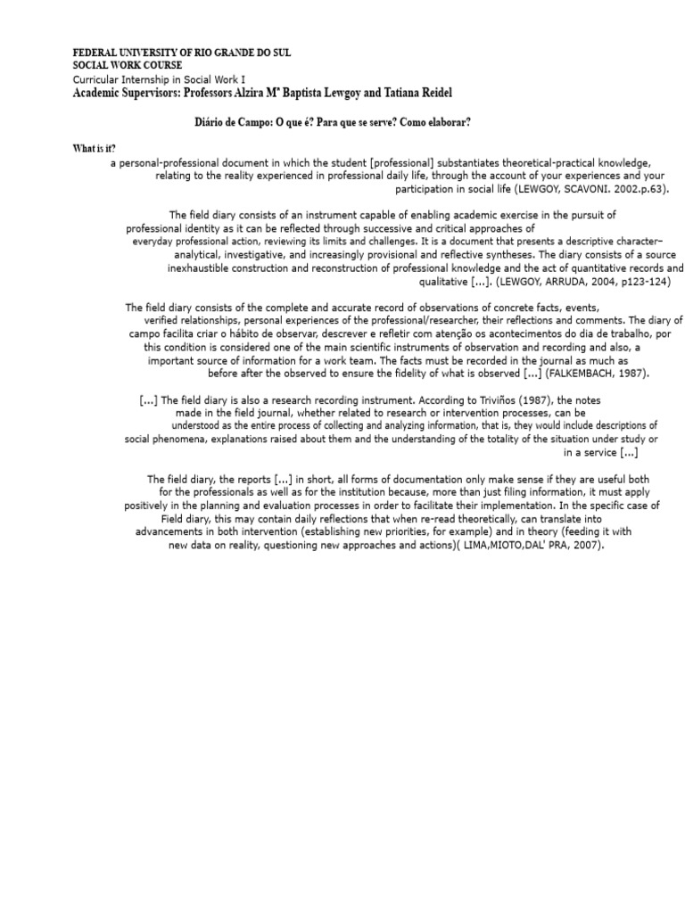 Field Diary - Model | PDF | Evaluation | Science