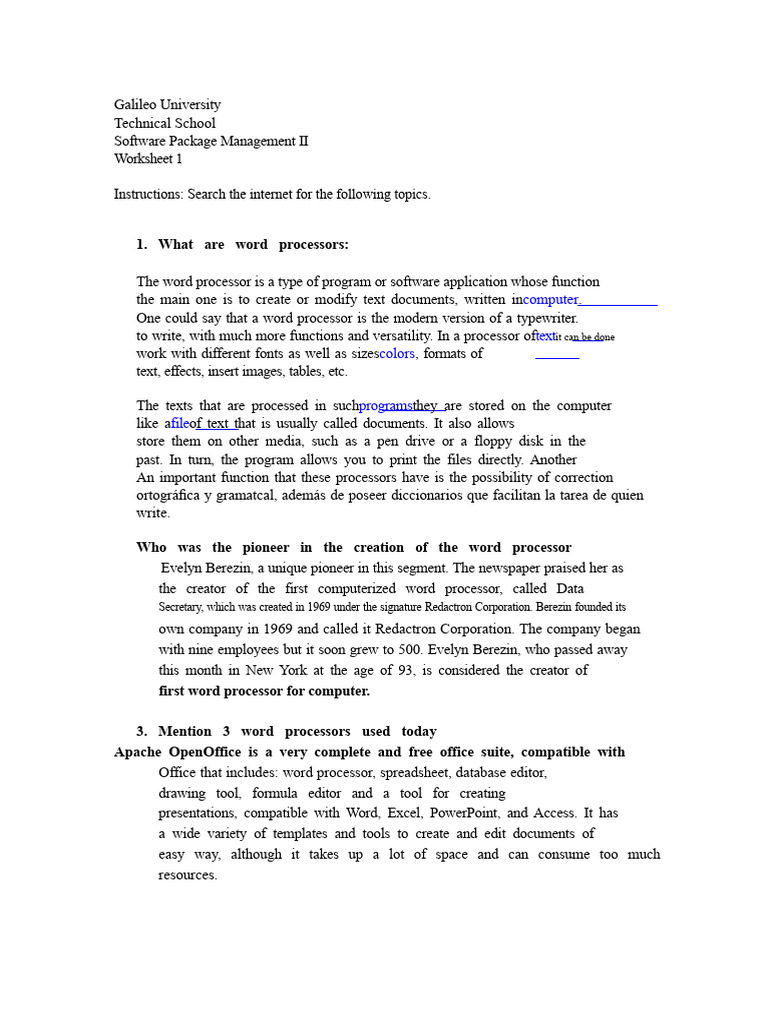 Overview of Word Processors and Microsoft Office | PDF | Microsoft Word ...