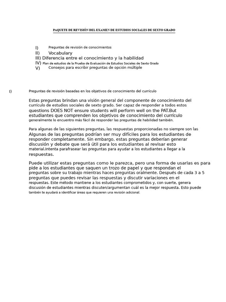 Preguntas de Repaso de Sexto Grado | PDF | Iroqueses | Democracia