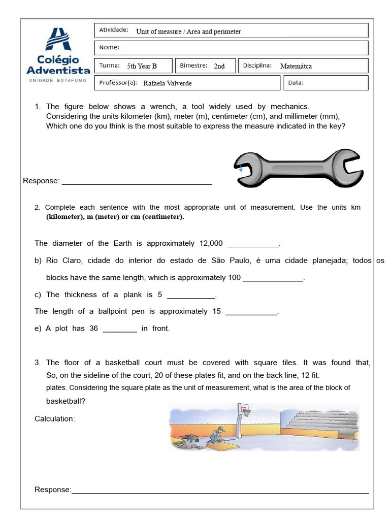 Area and Perimeter Measurement Exercises | PDF | Area | Length