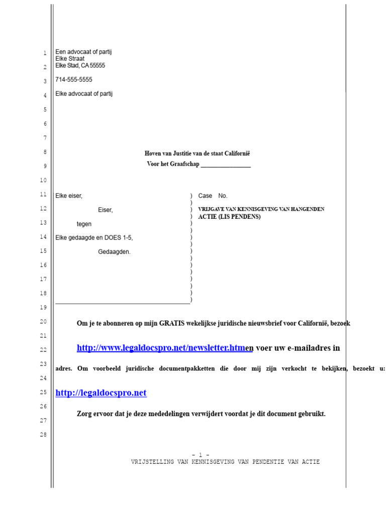 Voorbeeld Release of Lis Pendens Voor Californië | PDF