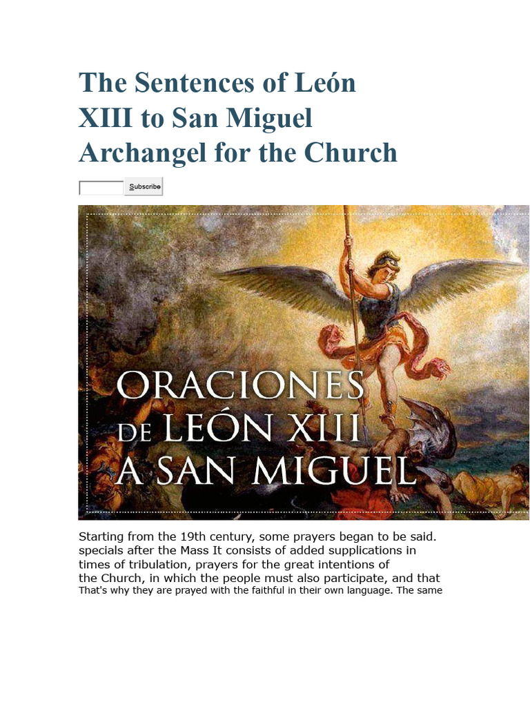 Prayers to Saint Michael the Archangel | PDF | Satan | Michael (Archangel)