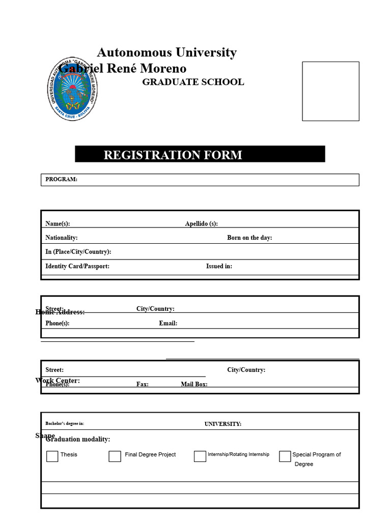 Registration Form DIPLOMA AND MASTERS | PDF