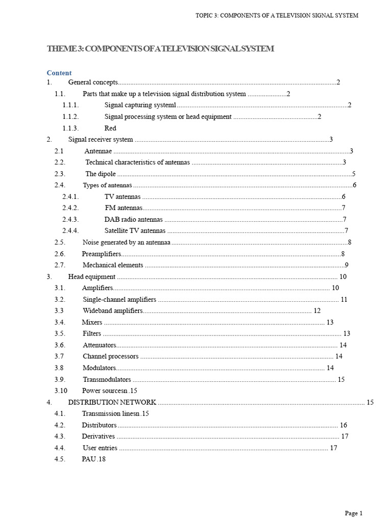 Topic 3 - Components of a TV signal reception system | PDF | Antenna ...