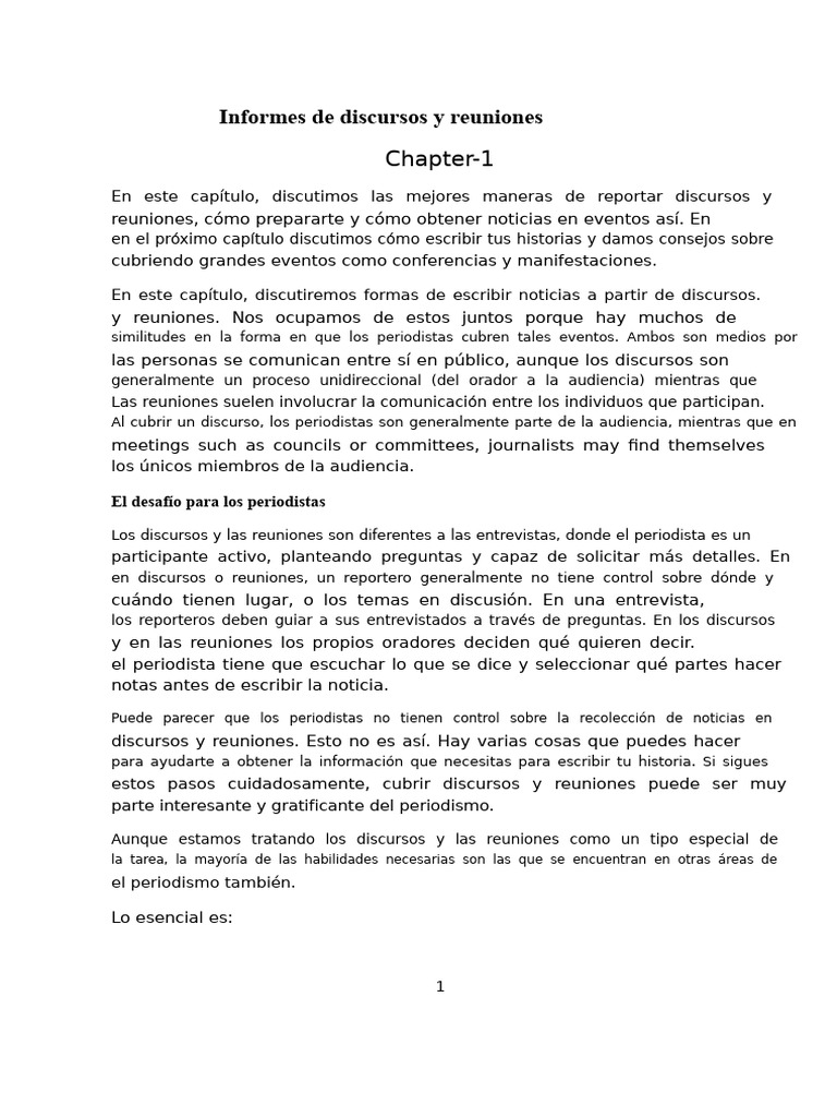 Cómo Reportar Discursos y Reuniones | PDF