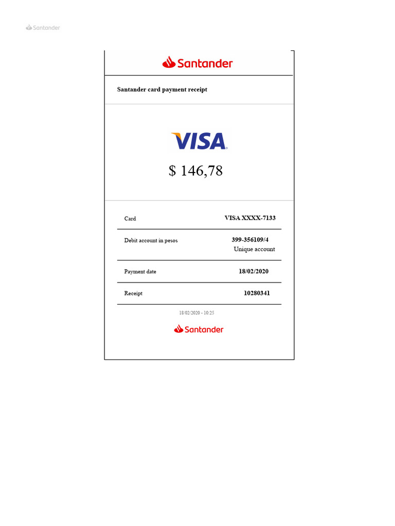 Santander Card Payment Receipt | PDF