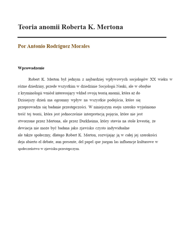 Teoria Anomii Roberta K. Merta | PDF