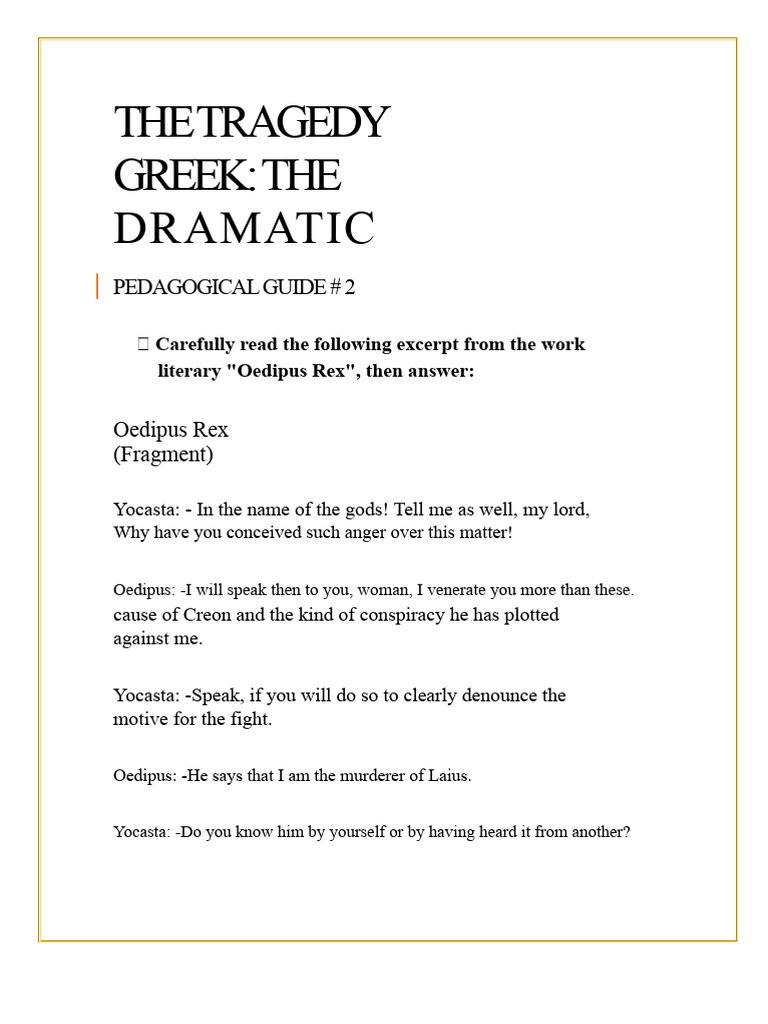 The Greek Tragedy | PDF | Oedipus | Sophocles