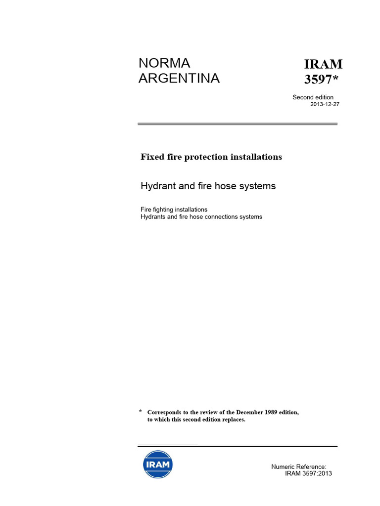 IRAM 3597:2013 Fire Hydrant Standards | PDF | Fires | Fire Sprinkler System