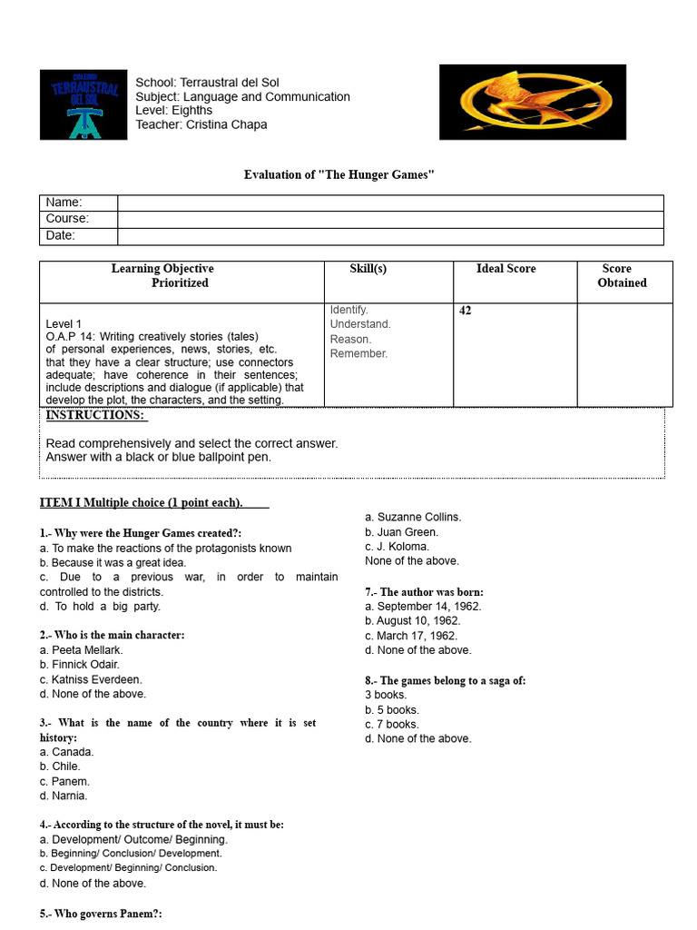 Evaluation of The Hunger Games. | PDF | The Hunger Games