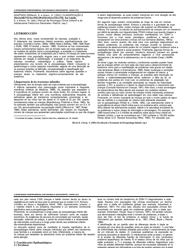 Marsh, E. e Graham, S. (2001) | PDF | Psicopatologia | Transtorno de ...